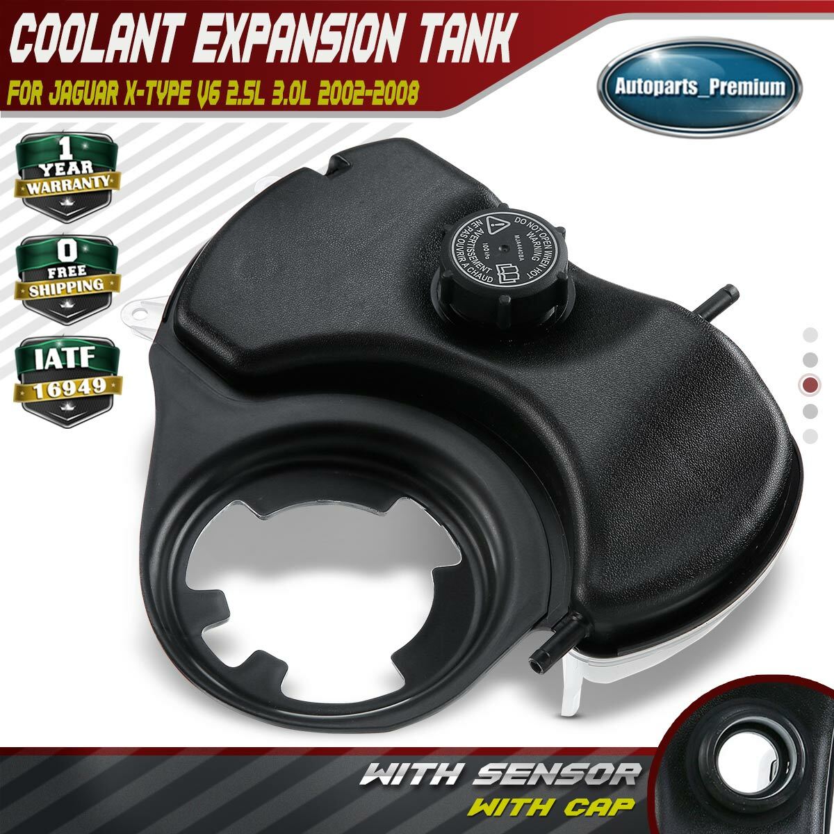 Coolant Expansion Tank w/ Cap for Jaguar X-Type 02-08 2.5L 3.0L ...