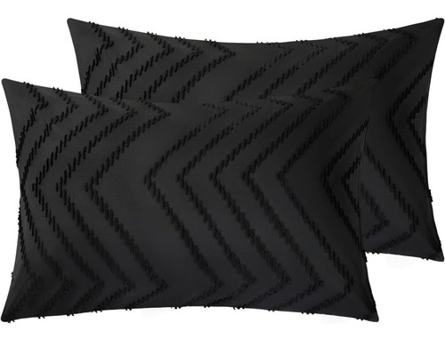 Bosomos King Size Set Of 2-Black Small Tassel Pillowcases For Sleep ...