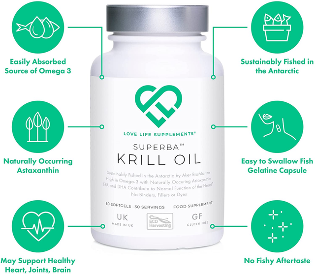 LLS Superba Krill Oil Sustainably Fished by Aker Biomarine 500mg X 60 ...