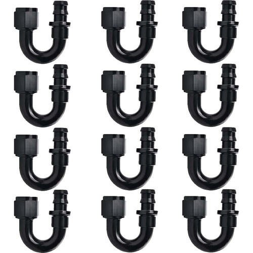 12PCS 6AN 180 Degree Push on Lock Hose Fitting Adaptor For Oil Fuel ...