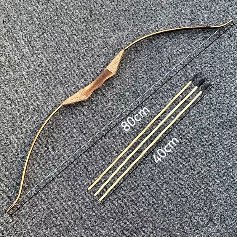 1Set Kids Bow 70Cm/80Cm Archery Wood Bow & Arrows Arrow Quiver Set Kids ...