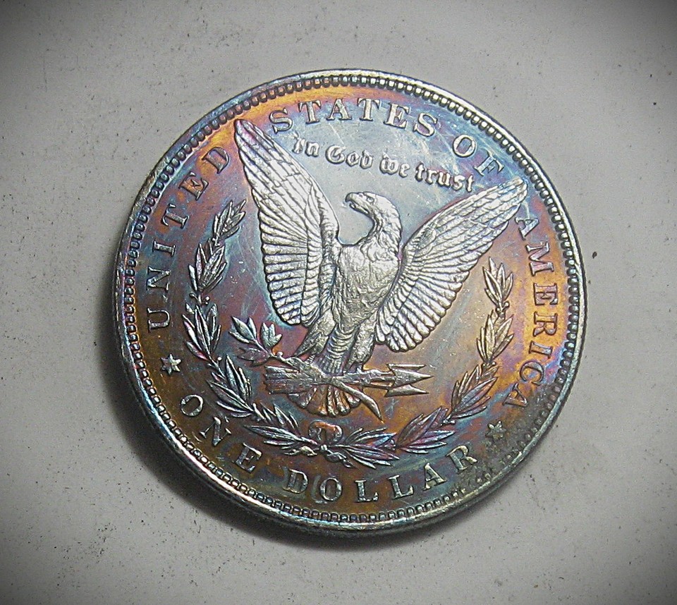 1888 Morgan Silver Dollar * * Storage Tarnished Rainbow Toned * UNC ...