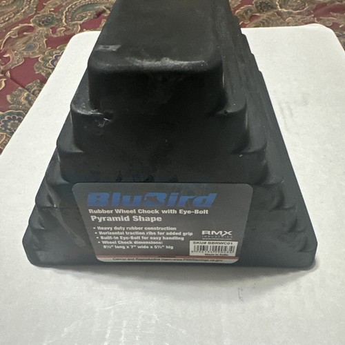 BluBird Heavy Duty Rubber Wheel Chock w Eye Bolt Pyramid 8-1/2" x 7" x ...