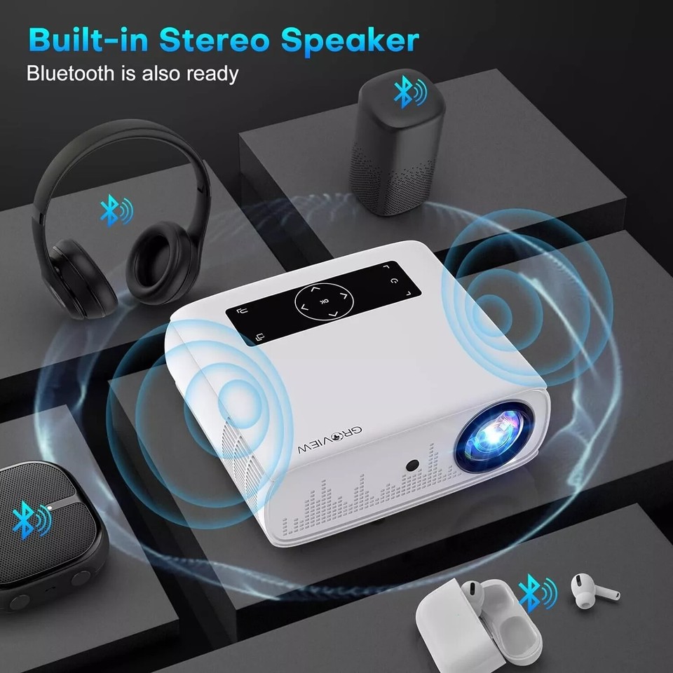 GROVIEW - 4k Projector - 15000lux - JQ818C Native 1080P - WiFi ...
