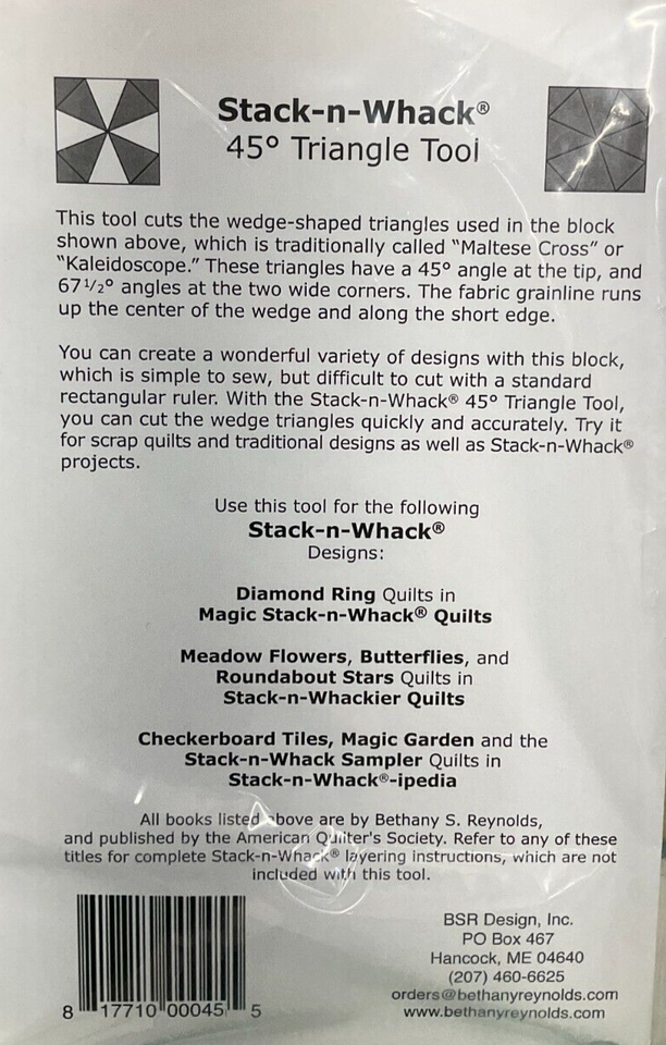 BSR DESIGNS - STACK-N-WHACK 45 DEGREE TRIANGLE TOOL & PATTERN | eBay