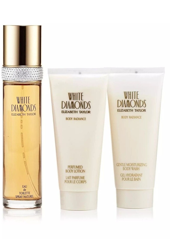 White Diamonds by Elizabeth Taylor 3pc Set Women 3.3oz EDT, Body Wash ...
