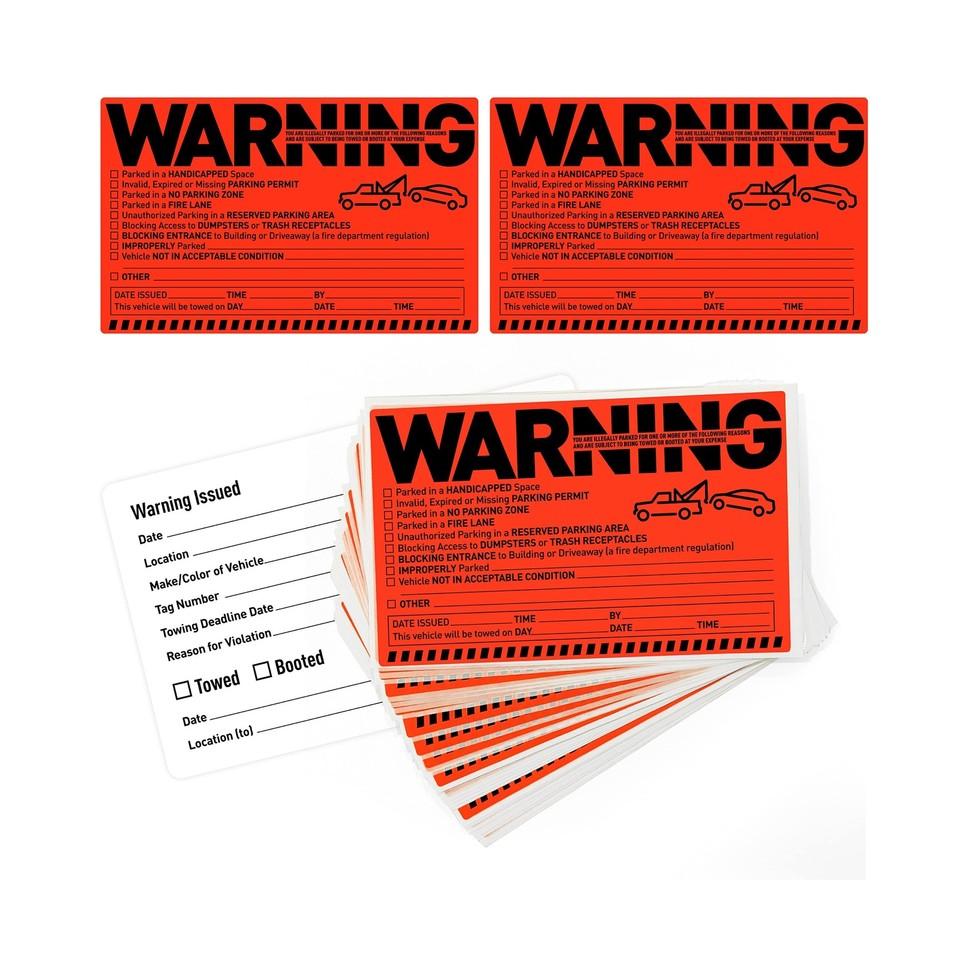 Easykart 500 Parking Violation Notice Stickers - Tow Warning Labels for ...