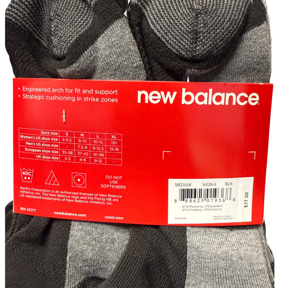 NEW BALANCE N828-____ - Adult's 3 or 6 Pairs Tab Polyester Training ...