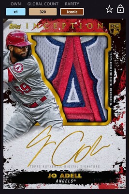 Topps BUNT DIGITAL Inception 2021 JO ADELL Rookie Relic Sig ICONIC ...