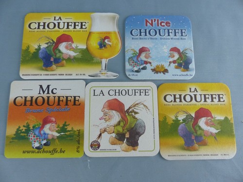 Lot de 5 SOUS BOCK différents LA CHOUFFE beer mats bierviltje ...