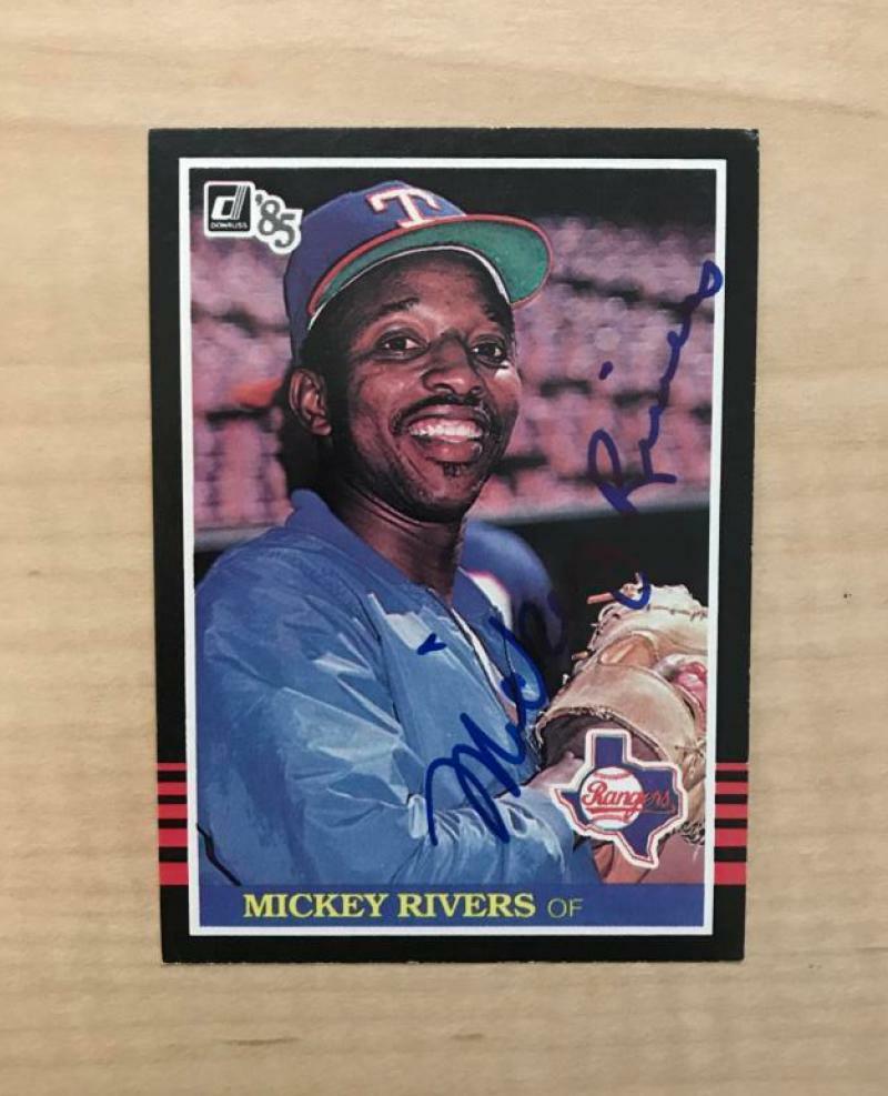 MICKEY RIVERS TEXAS RANGERS SIGNED AUTOGRAPHED 1985 DONRUSS CARD #465 W ...