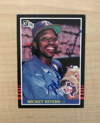 MICKEY RIVERS TEXAS RANGERS SIGNED AUTOGRAPHED 1985 DONRUSS CARD #465 W ...