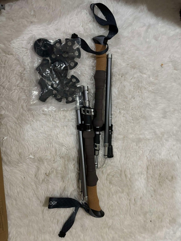 Trekking Poles Collapsible Nordic Hiking Poles Cork Handle Ultralight ...