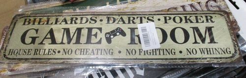 Metal Sign Retro BILLIARDS DARTS POKER GAME ROOM HOUSE RULES Man Cave ...