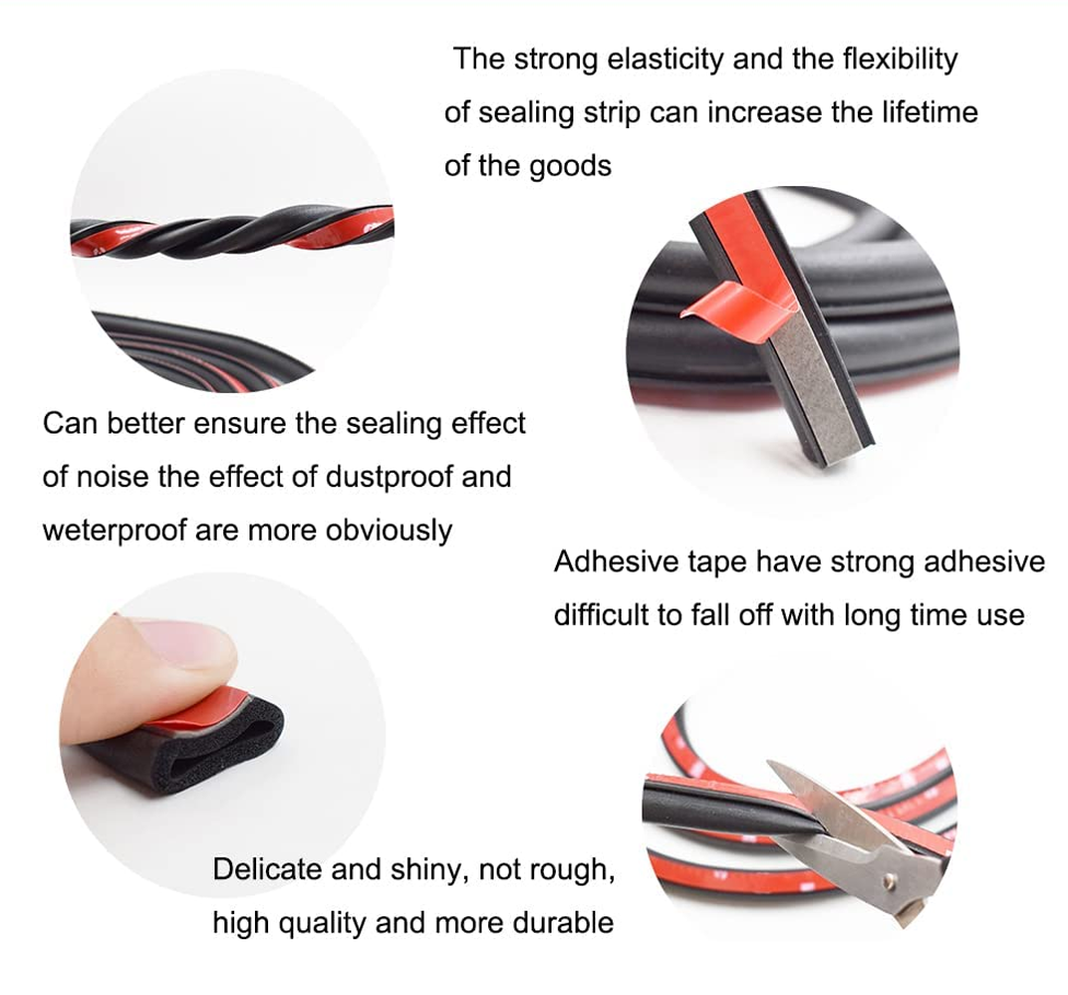 16FT D-Shape Car Door Seal Strip Rubber Hollow Edge Guard Weatherstrip ...