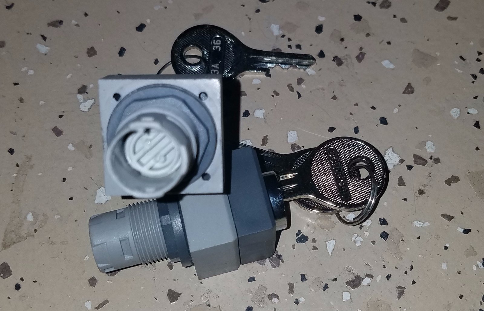 Two Square Key Lock Push Button Switches with Spare Key on each - keyed ...