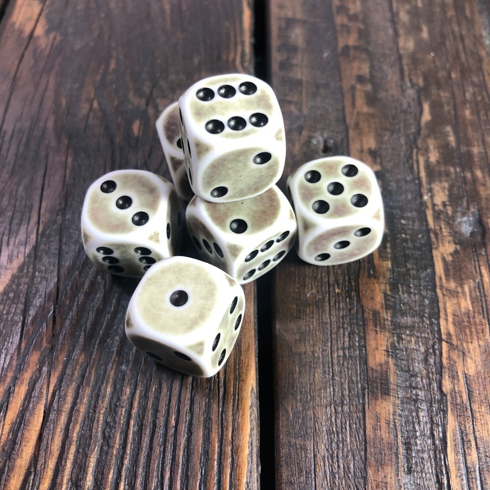 Ancient Matte D6 Dice Bone White Aged Muted Set | DnD Dungeons and ...