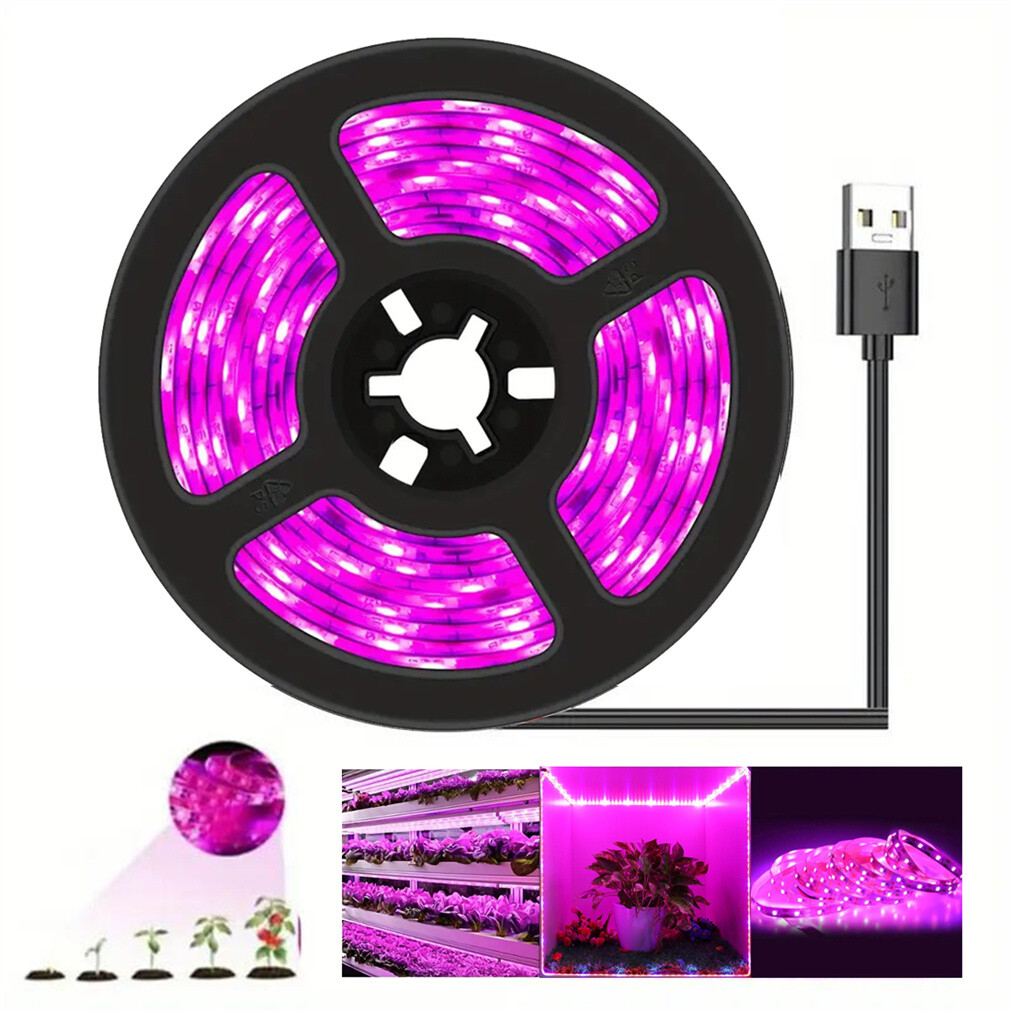 5M USB LED Grow Light Strip Full Spectrum Strip Indoor Plant Flower ...