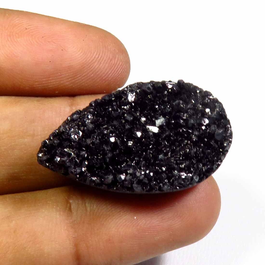 Titanium Agate Pear Cabochon 28x17 mm Natural Crystal Black Druzy ...