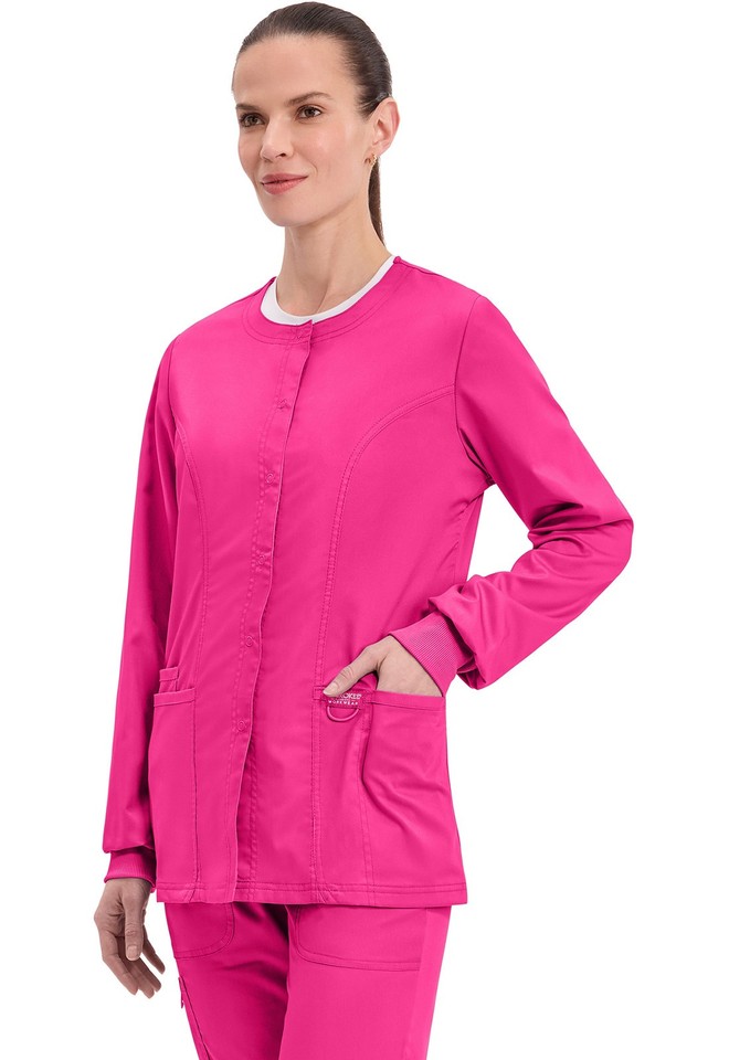 Electric Pink Cherokee Scrubs Workwear Revolution Warm Up Jacket WW310 ...