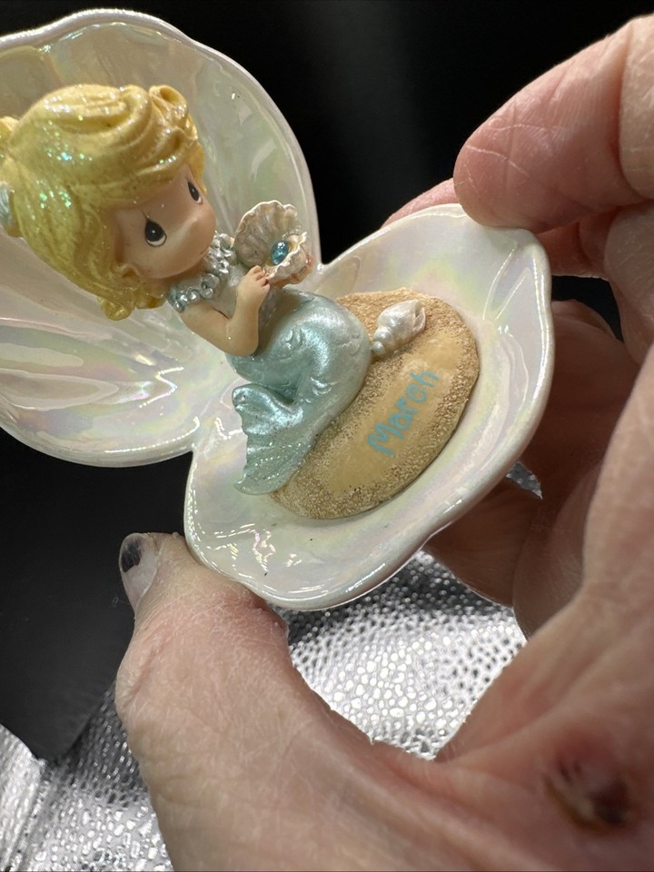 Precious Moments Mermaid March Birthday Stone Blue Shell Figurine 2003 ...