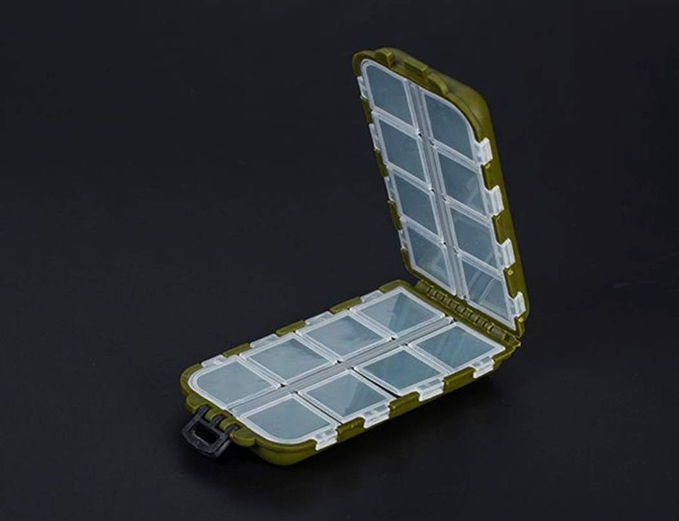 Small Fishing Tackle Box Hooks Swivels Sinkers Float Stops Storage Case ...