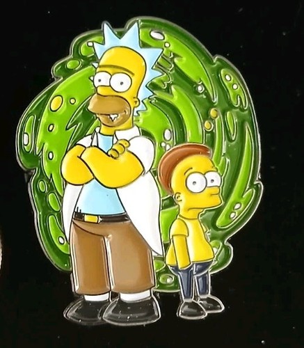 Homer Bart Simpson Rick And Morty Parody Funny Custom ENAMEL PIN ...