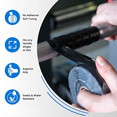 Fusion Grip Tape - Silicone Rubber Wrap for Pull Up Bars, 36 Feet Black ...