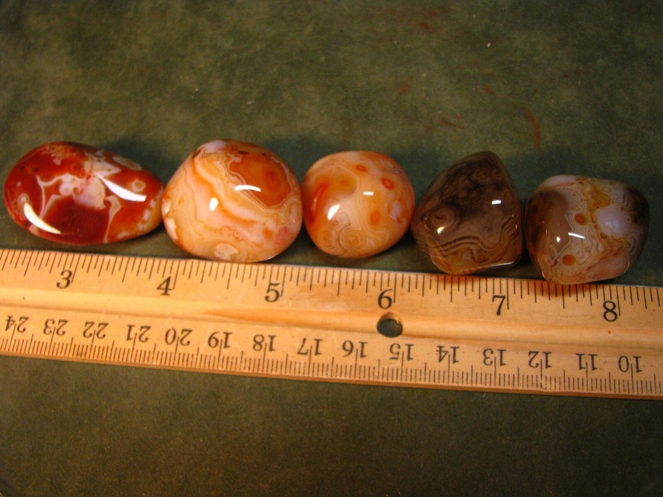 5 SARDONYX AGATES MAD MONGORO RIVER MADAGASCAR CRAZY LACE PALM STONE ...