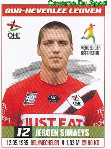 431 JEROEN SIMAEYS OUD-HEVERLEE LEUVEN OHL STICKER PRO LEAGUE 2017 ...
