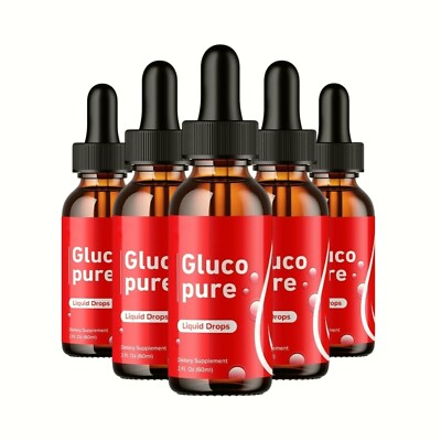 (5 Pack) Gluco Pure Liquid Drops, GlucoPure Blood Sugar & Pressure ...