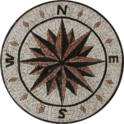 Mosaic Marble Colorful Compass Medallion Design Floor | eBay