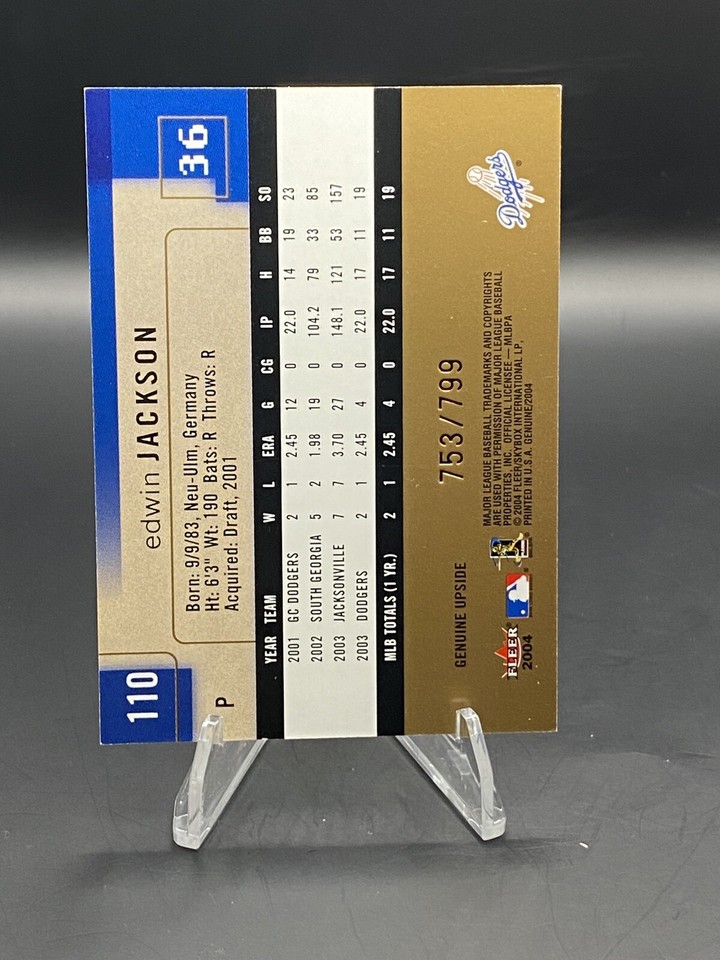 2004 Fleer Genuine Insider Baseball Card #110 Edwin Jackson UP /799 | eBay