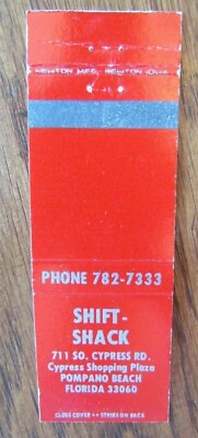 CLOTHING STORE MATCHBOOK COVER: SHIFT-SHACK (POMPANO BEACH, FLORIDA) -G23 | eBay