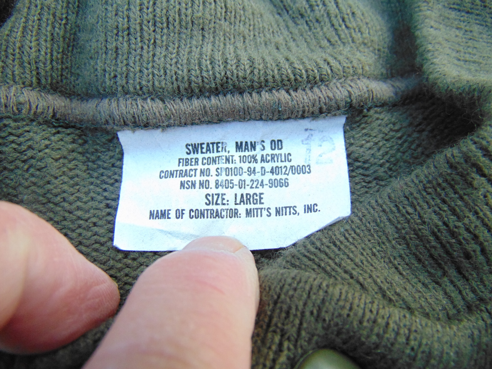 U.S. Army Brown Wool 5 button Acrylic fatigue sweater S to XL, VG cd ...