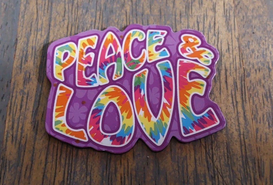 Peace and Love Refridgerator Magnet Lisa Frank Style Tye Dye 2x1.5 | eBay