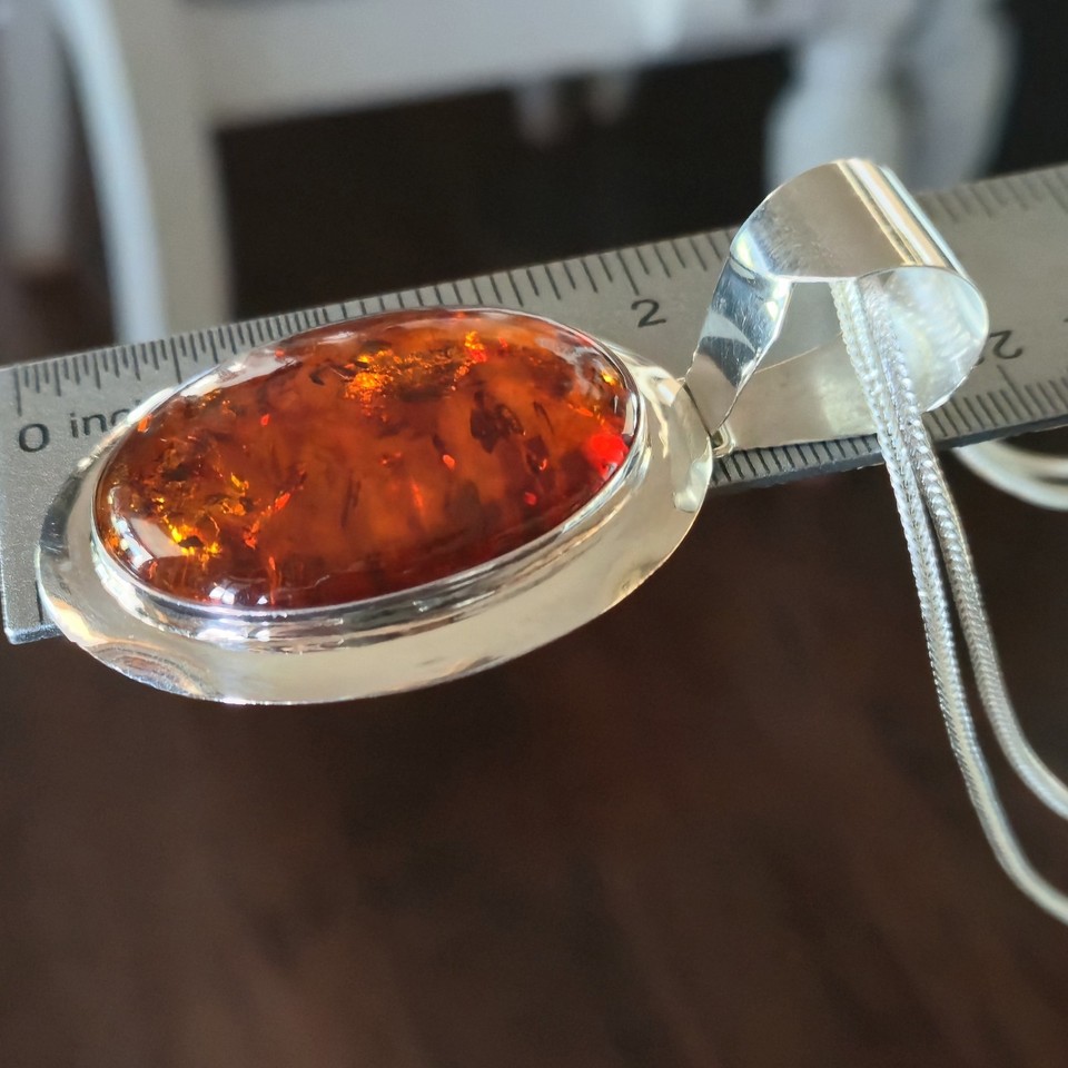 Jay King Vintage DTR 925 Sterling Silver Amber Pendant Foxtail Chain ...