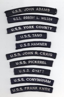 10pc USS USN NAVY NAVAL ROCKER ARM PATCHES GYATT PICKEREL TANG HAMNER ...