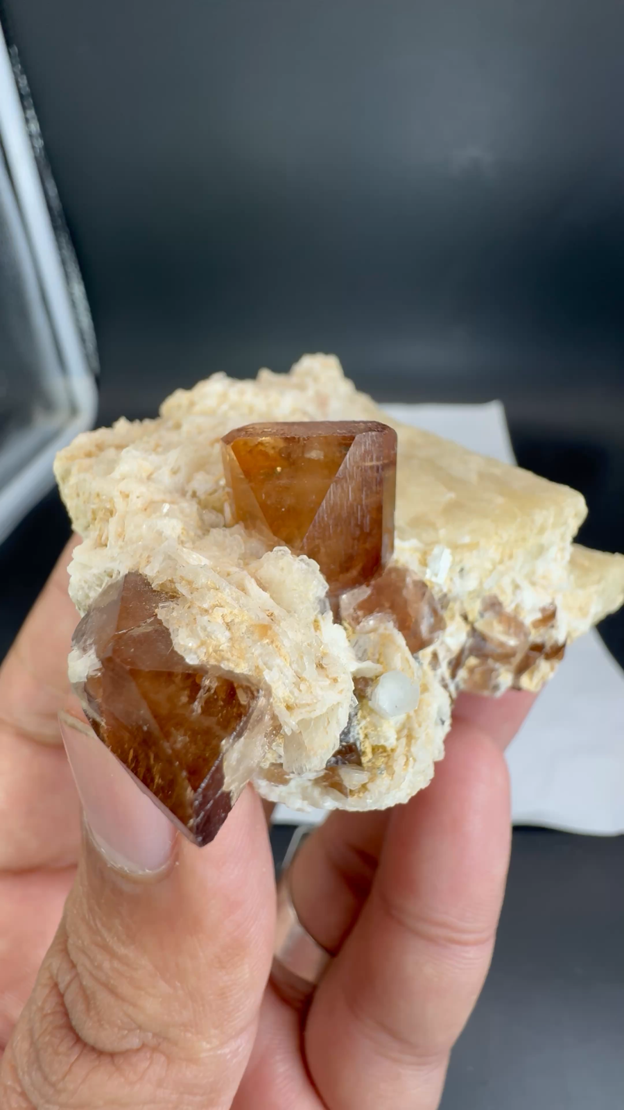 Natural Topaz Crystals With Aquamarine And Albite On Matrix Combine ...