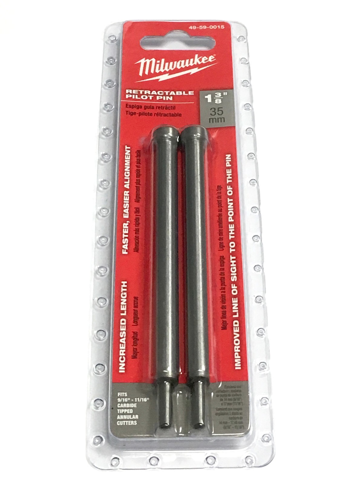 Milwaukee 49-59-0015 Retractable Pilot Pin 1-3/8 in. CTC Annular ...