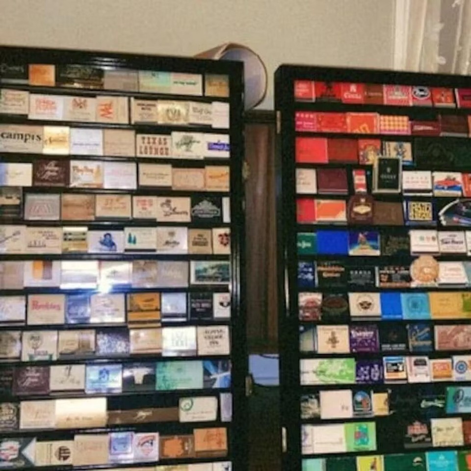 Matchbook Display Case 116 Pcs Matches Black Cabinet Wood Rack Holder ...