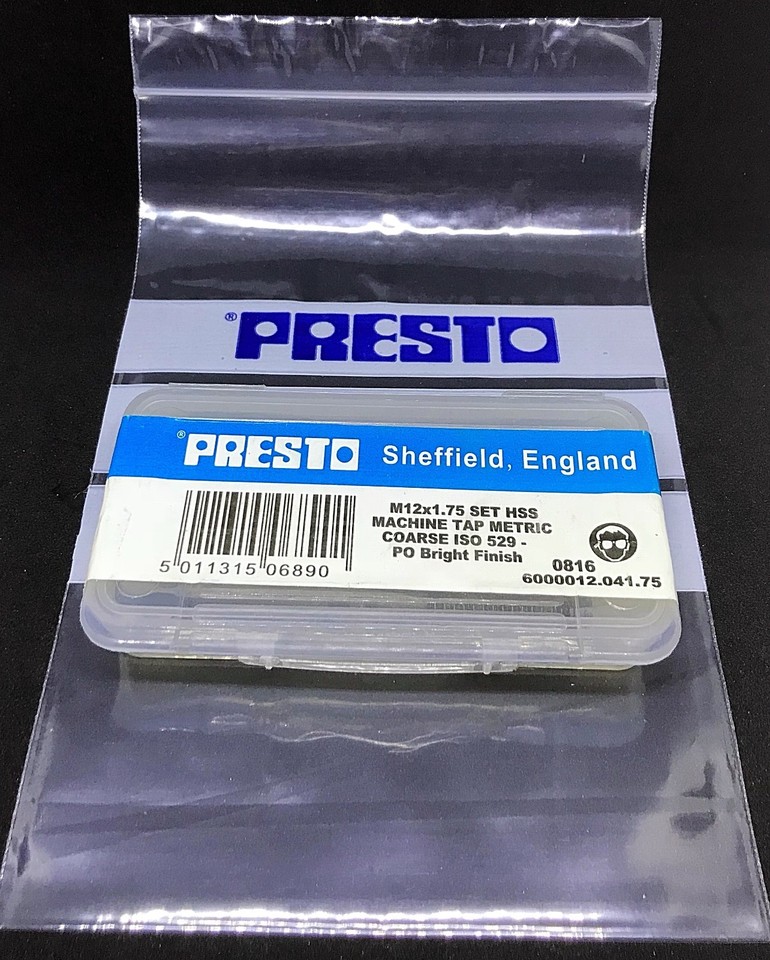 Presto 3 Piece Tap Sets HSS Metric Hand Tap Includes Taper, Second ...