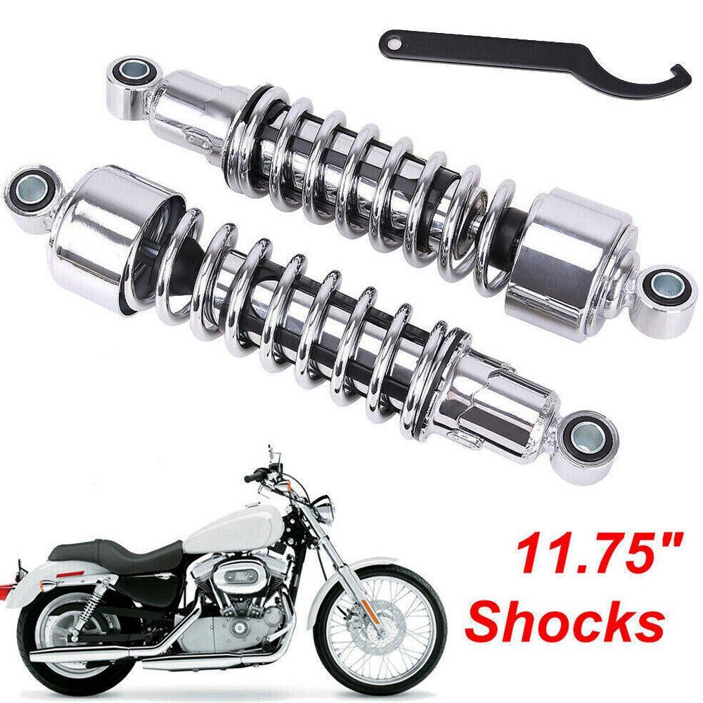 Pair 11.75" Chrome Rear Shocks For Harley Sportster XL 883 1200 FXR ...