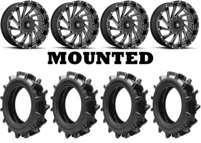 Kit 4 Quadboss QBT680 Tires 36x9.5-20 on MSA M46 Blade Black Wheels POL ...