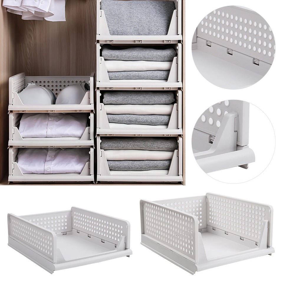 Stackable Wardrobe Drawer Tabletop Units Clothes Closet Storage Basket ...