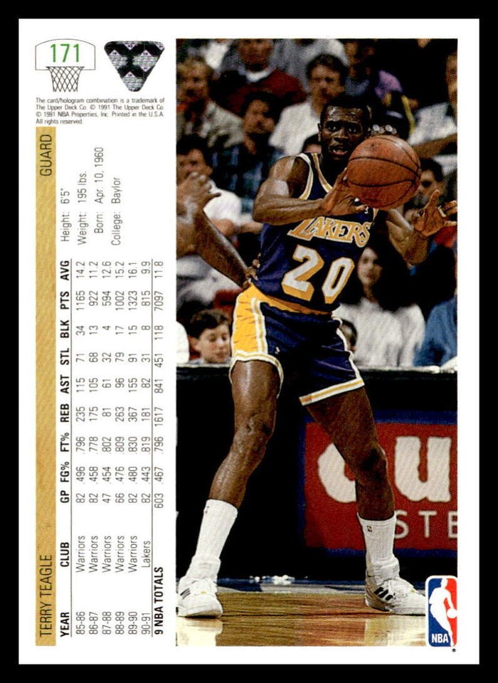 1991 Upper Deck #171 Terry Teagle Los Angeles Lakers | eBay