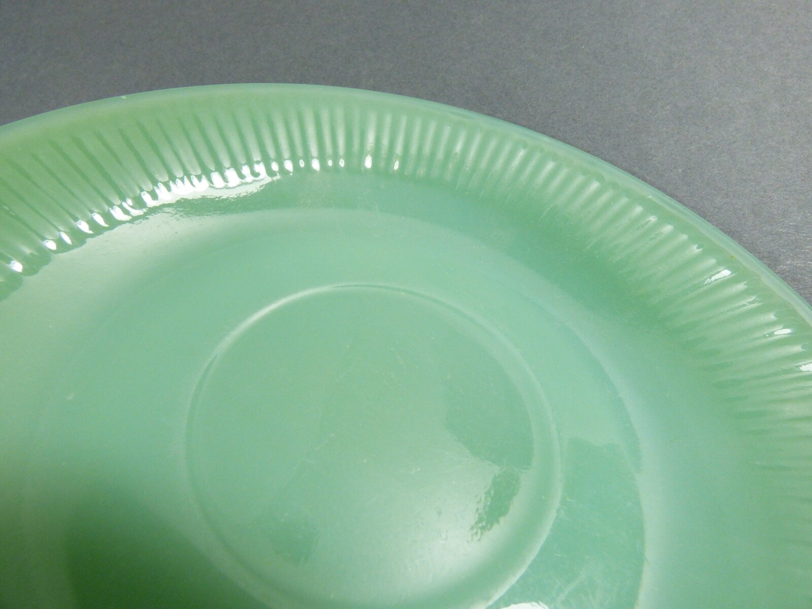 Oven Ware Fire King Jadeite Jane Ray saucer green ribbed dinnerware ...