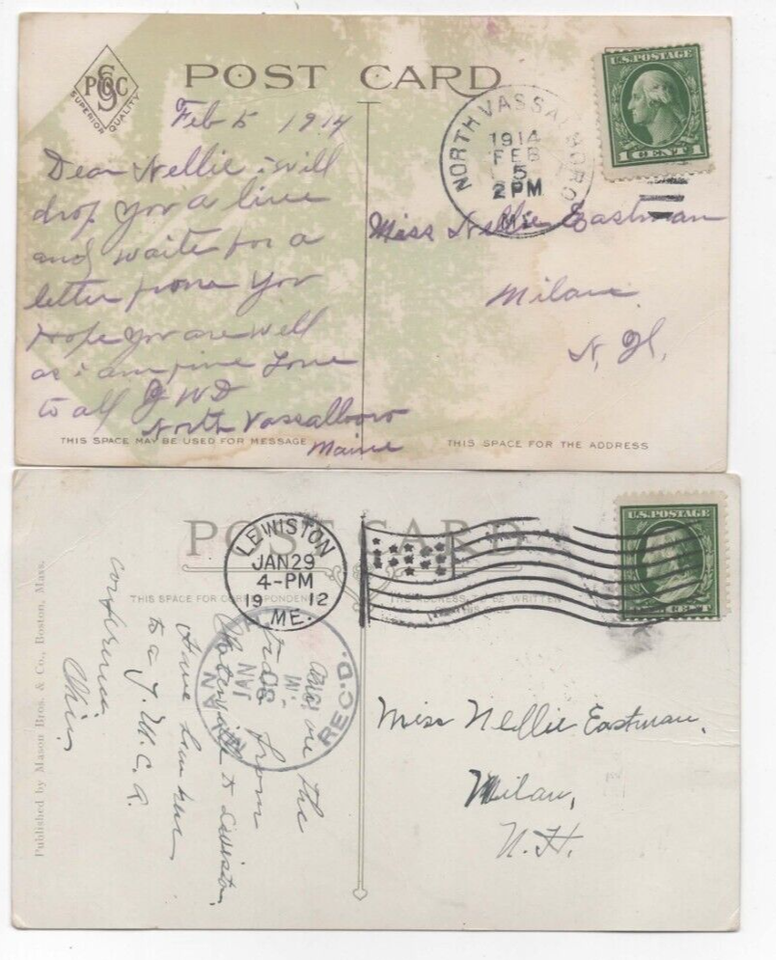 2, WATERVILLE, MAINE, Antique Postcards (Library & High School) | eBay