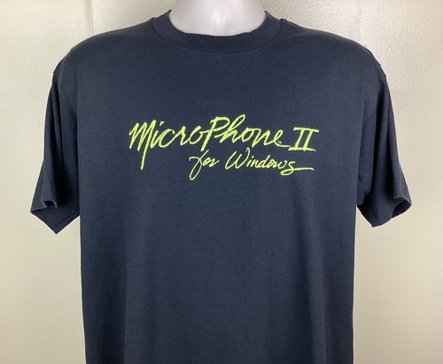 Vtg 80s 90s MicroPhone II For Windows T-Shirt Black XL PC Computer Tech ...