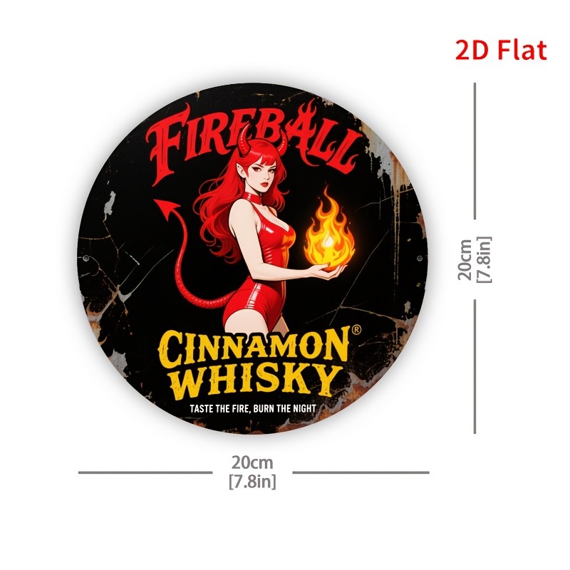 Fireball Cinnamon Whisky Round Aluminum Tin Metal Signs Home Décor 8x8 ...